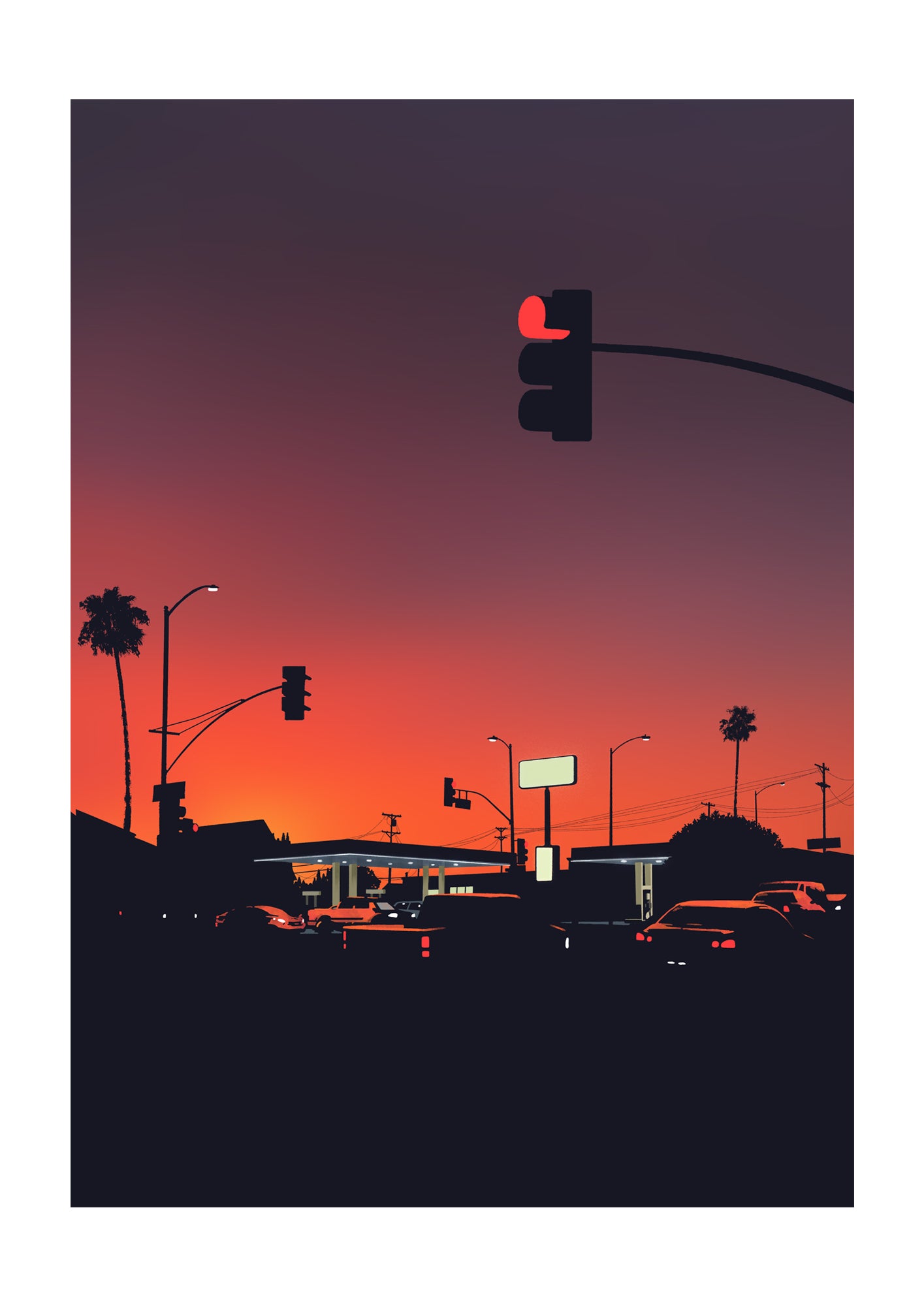 LA Sunset 1 - Illustrated Fine Art Print – Kieran Gabriel Prints