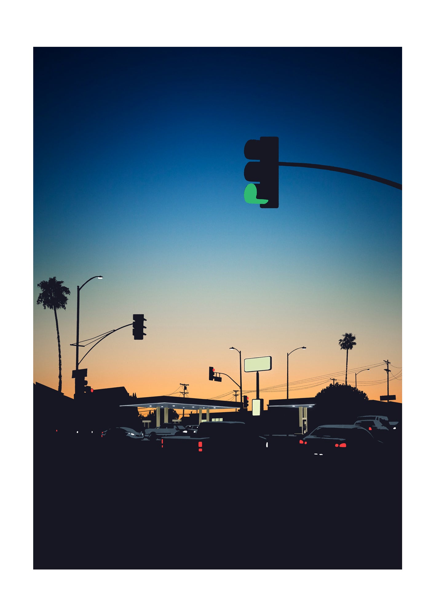 LA Sunset 2 - Illustrated Fine Art Print – Kieran Gabriel Prints